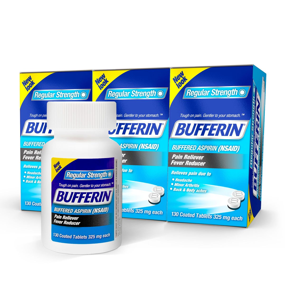 Bufferin Buffered Aspirin 325 mg, Coated Tablets. 130.0 ea - 3-Pack